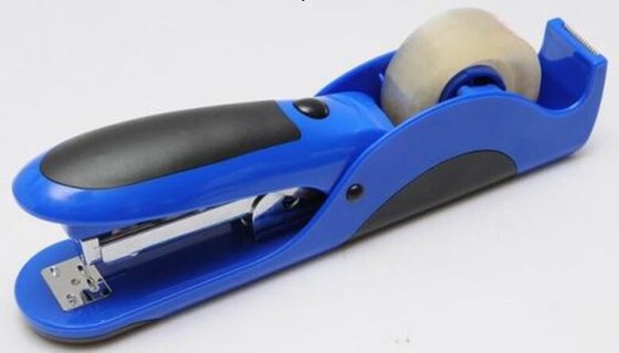 China Hot Sale Promotion Staple Size#24/6 26/6 Blue Color Tape Dispenser With Stapler Set supplier