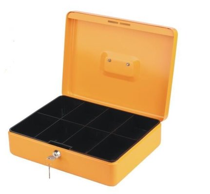 China Walmart Hot Sale Yellow Color 12&quot; Durable Metal Cash Box With  Key Lock supplier