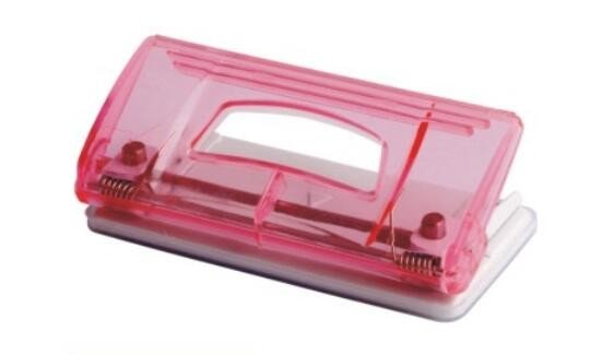 China Hot Sale Transparent Red Color Rubber Basind 6mm Hole 2 Holes Paper Punch supplier